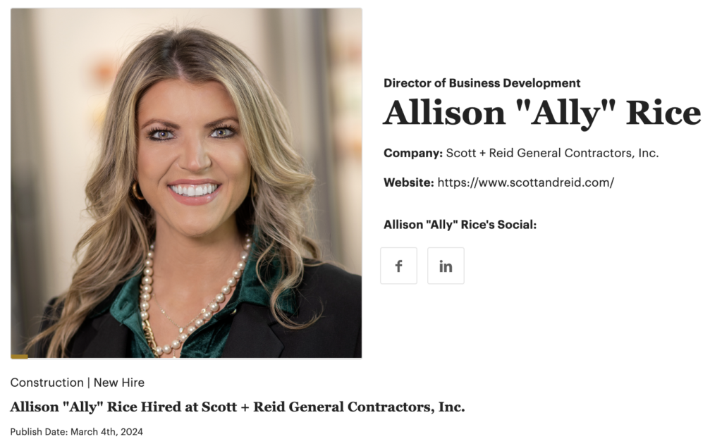 Allison "Ally" Rice - People On The Move | Scott + Reid